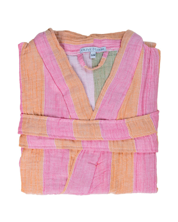 Muslin Striped Robe - Olive & Loom